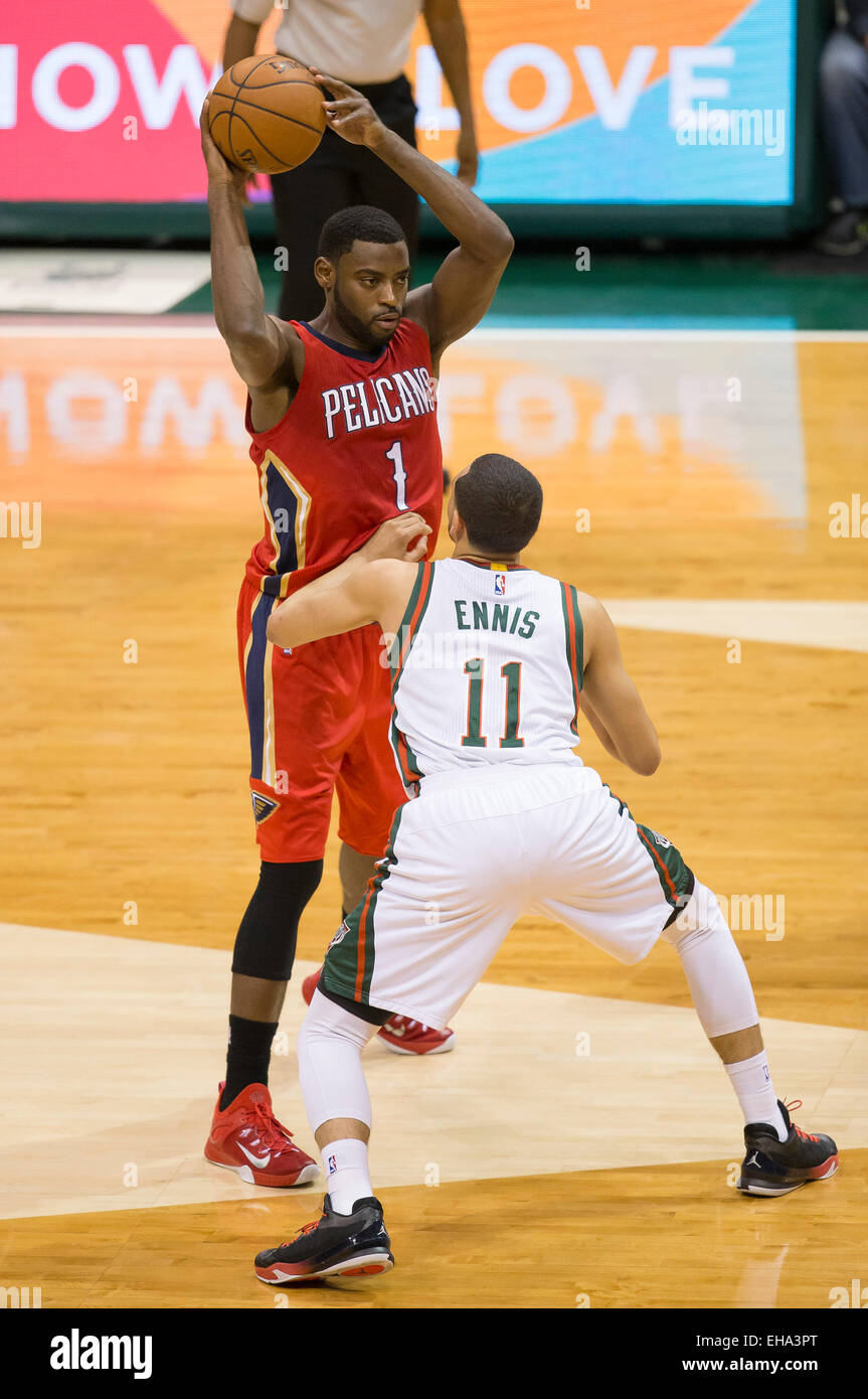 Milwaukee, WI, USA. 9th Mar, 2015. New Orleans Pelicans guard Tyreke ...