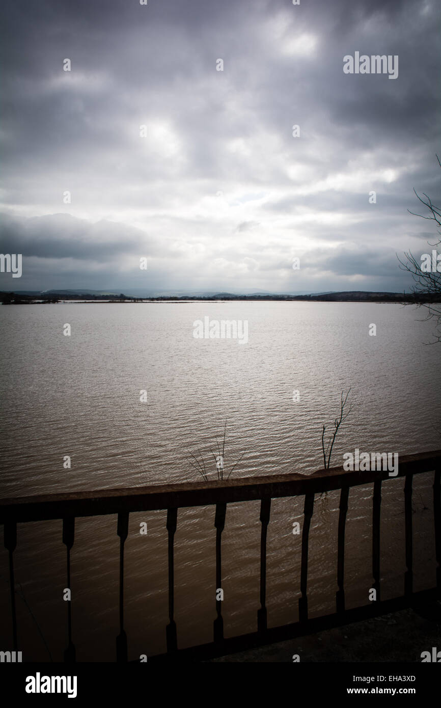 Flood - a natural phenomenon. Spilled lake submerged fields Stock Photo ...
