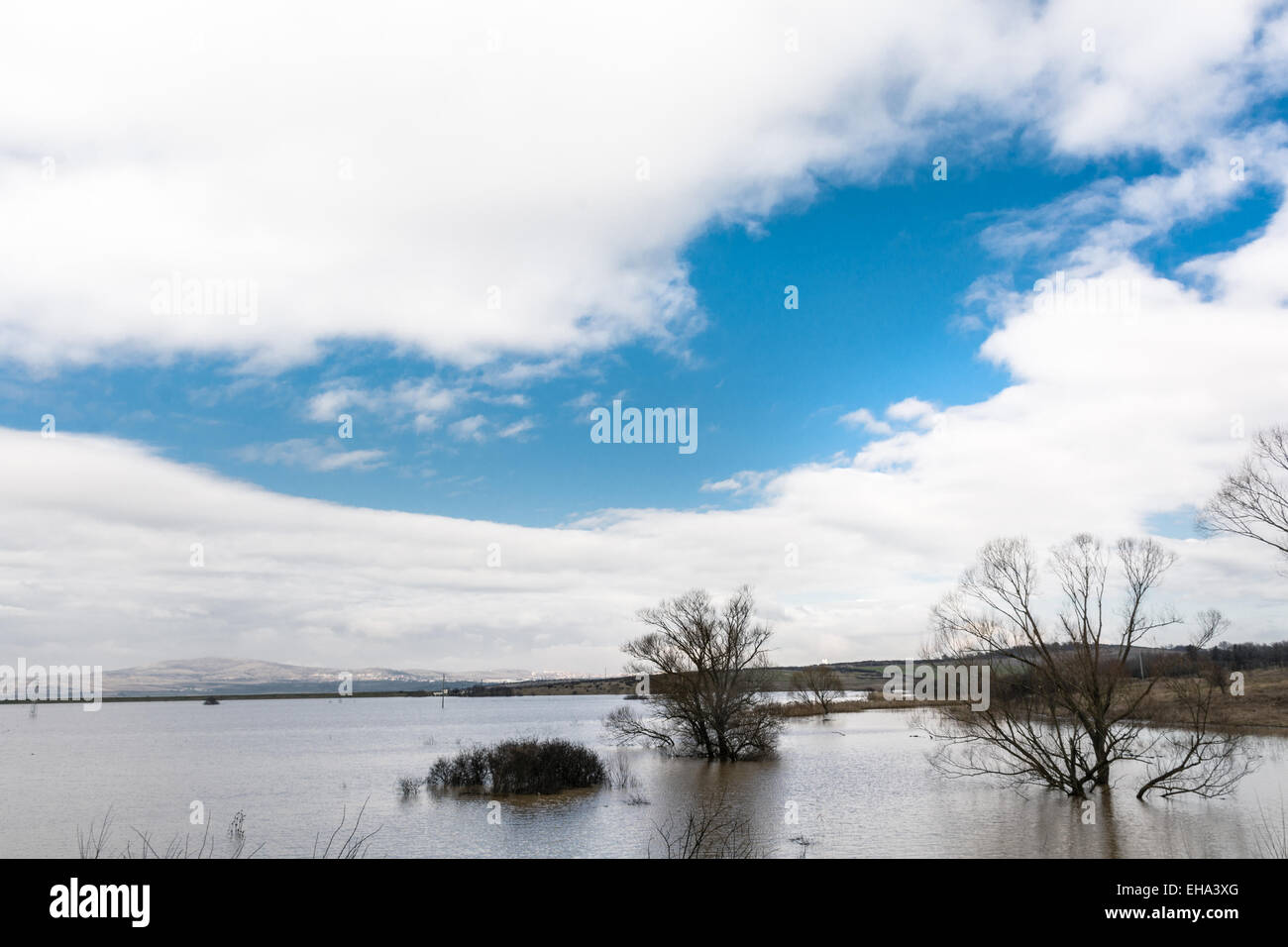 Flood - a natural phenomenon. Beautiful blue sky Stock Photo - Alamy