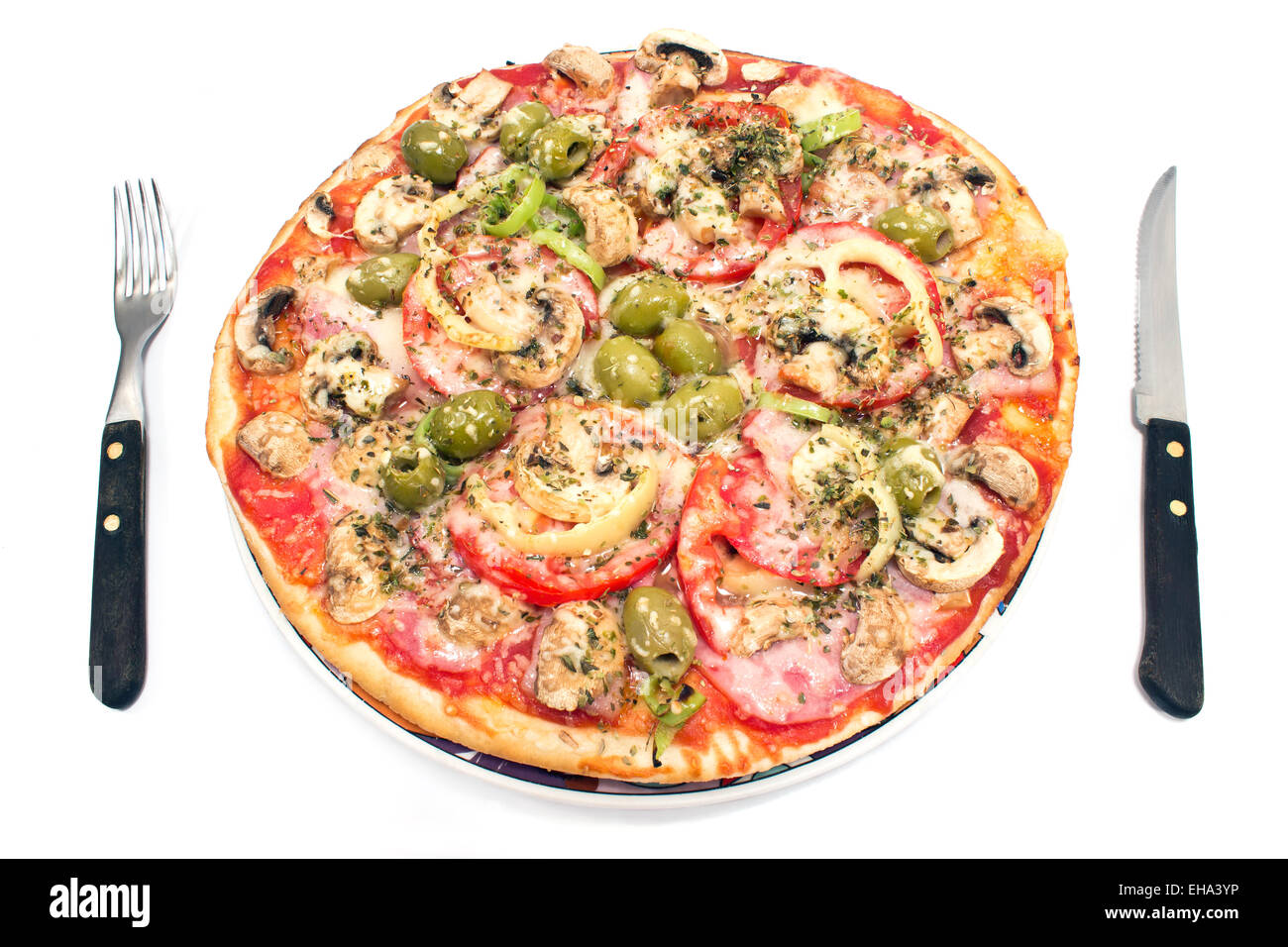 Delicious italian pizza isolate on white Stock Photo - Alamy