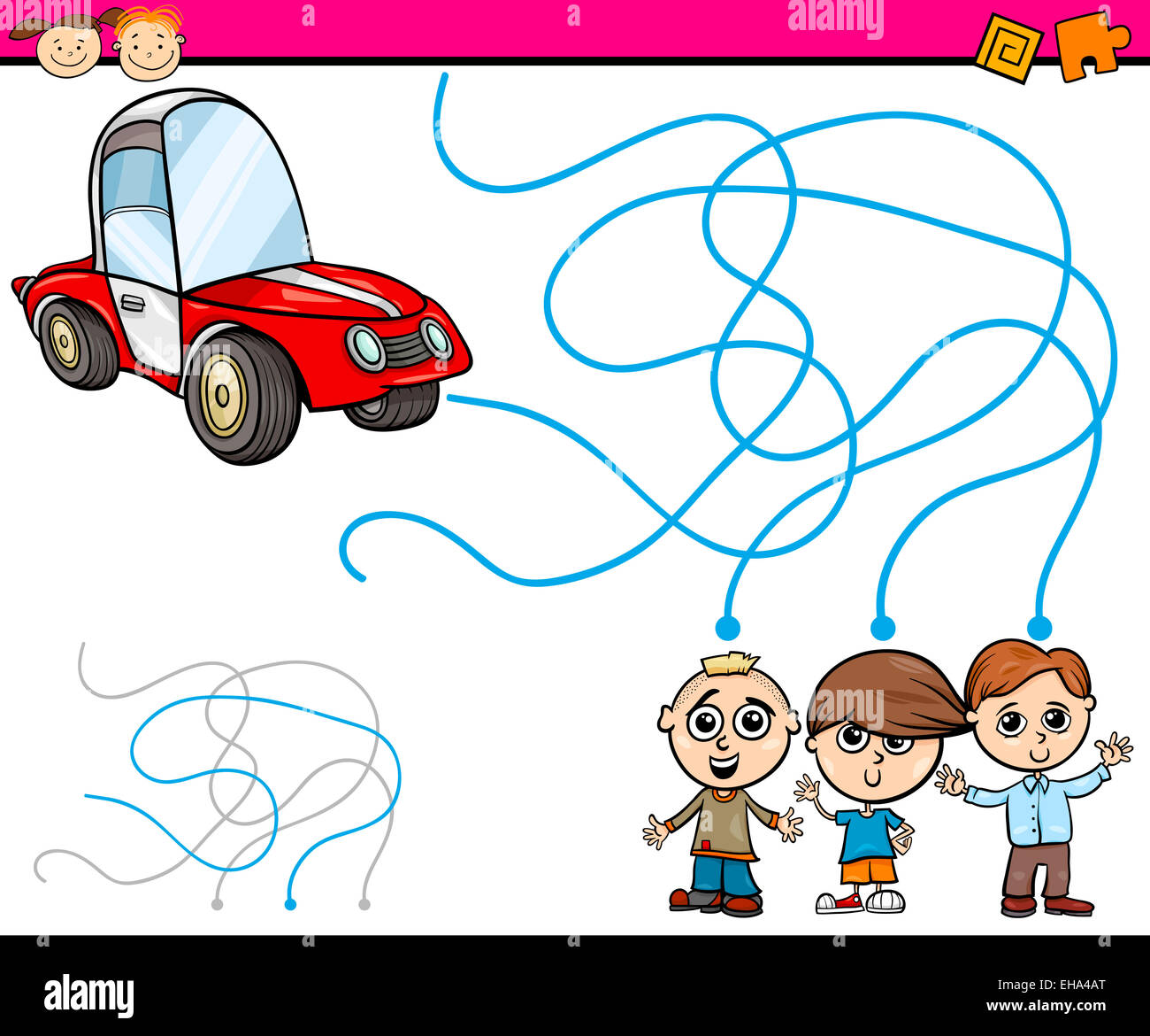 Cartoon Illustration of Education Path or Maze Game for Preschool ...