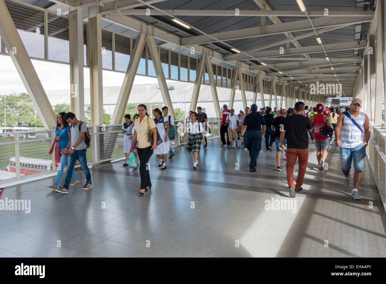 Passengers at Albrook Bus Terminal, Panama City, Panama Stock Photo - Alamy