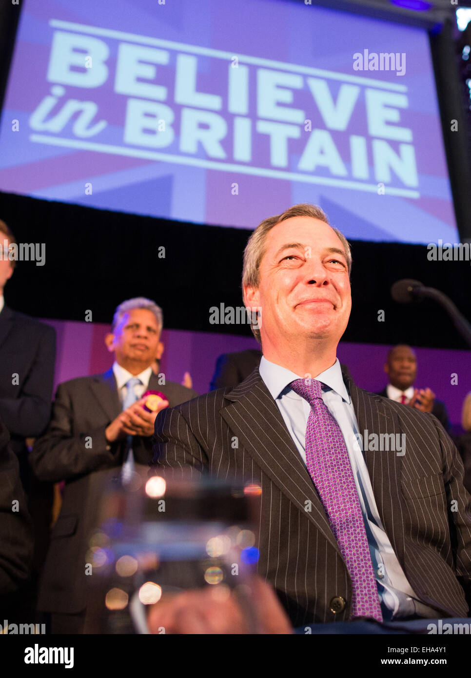 Wednesday, March 4, 2015 Nigel Farage arrives at Emmanuel Centre to ...