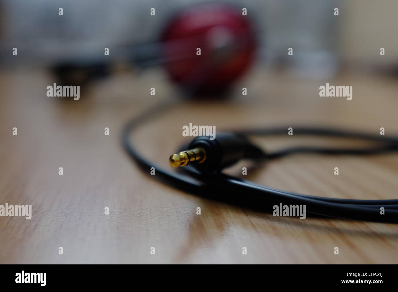 A pair of red headphones Stock Photo - Alamy