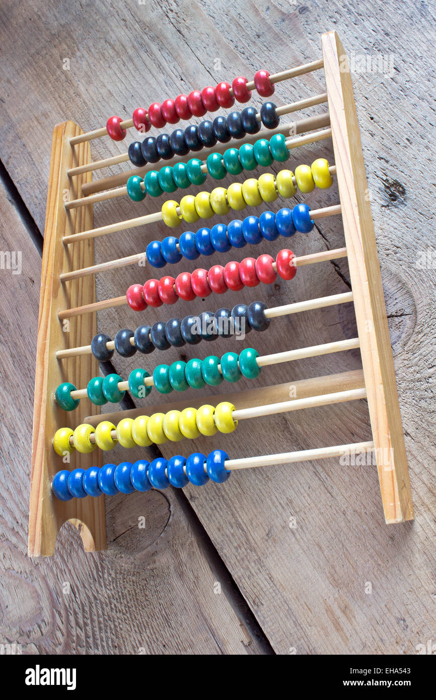 Colorful Abacus on wooden background Stock Photo - Alamy