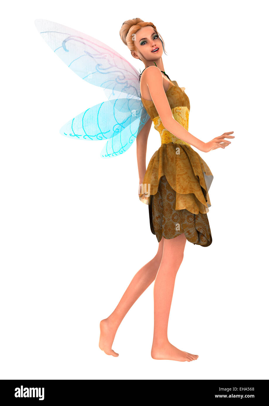 3D digital render of a beautiful fantasy fae isolated on white ...
