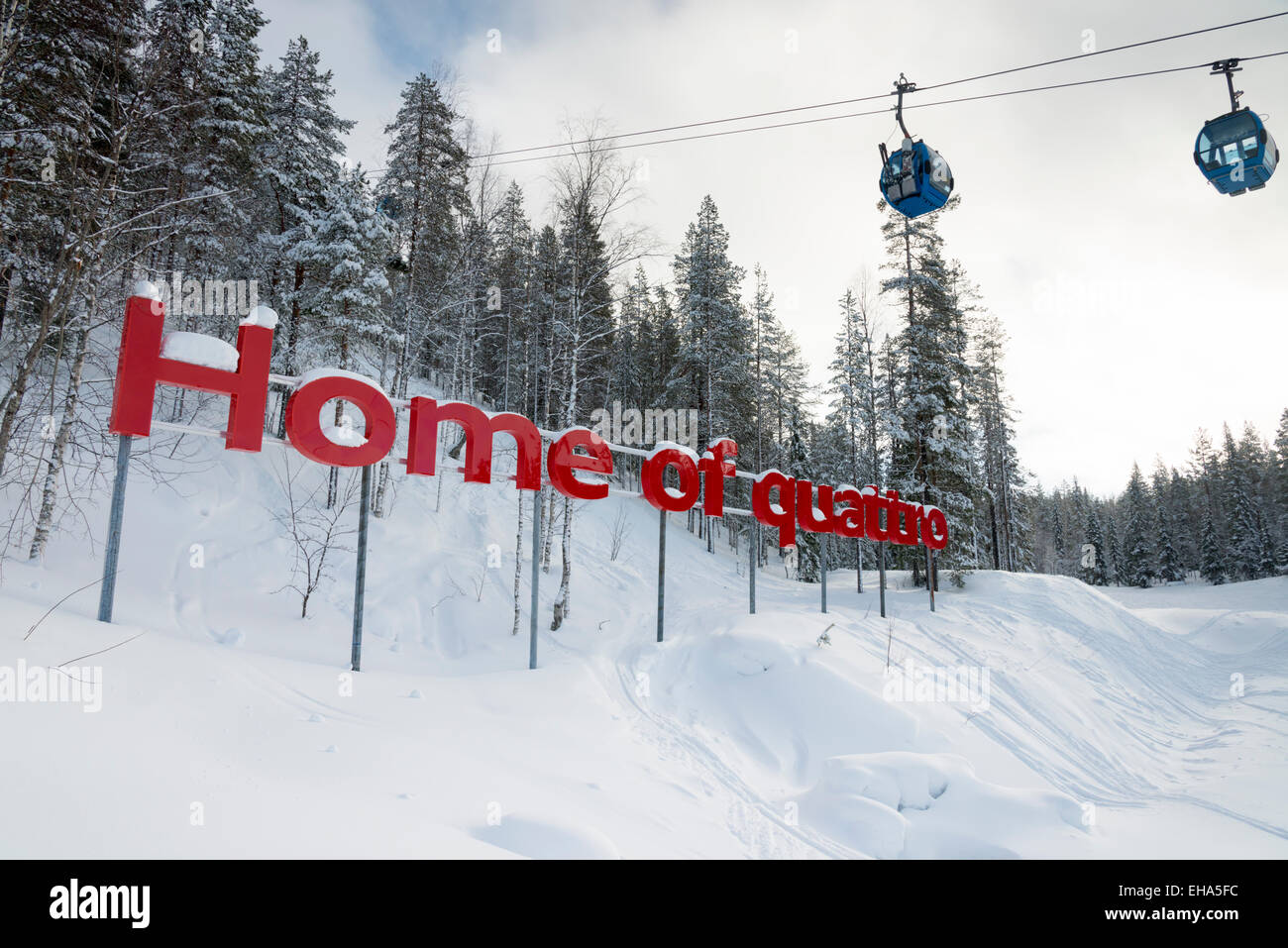 Home of Quattro sign an Audi advertisement built on the ski slopes at ...