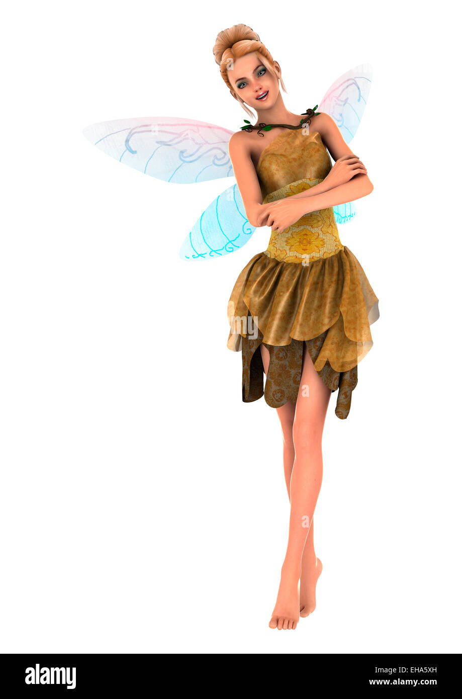 3D digital render of a beautiful fantasy fae isolated on white ...