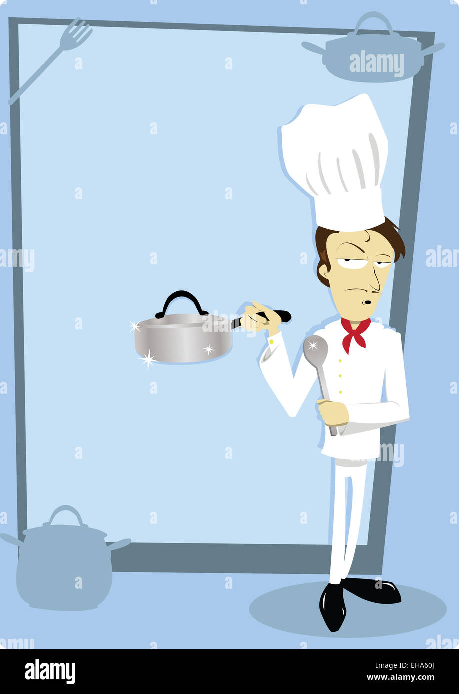 a vector cartoon representing a funny chef on a blank background ...
