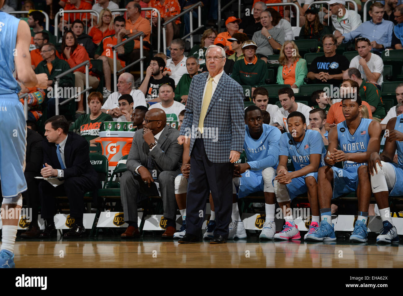 Coral Gables, Florida, USA. 28th Feb, 2015. Head coach Roy Williams of ...