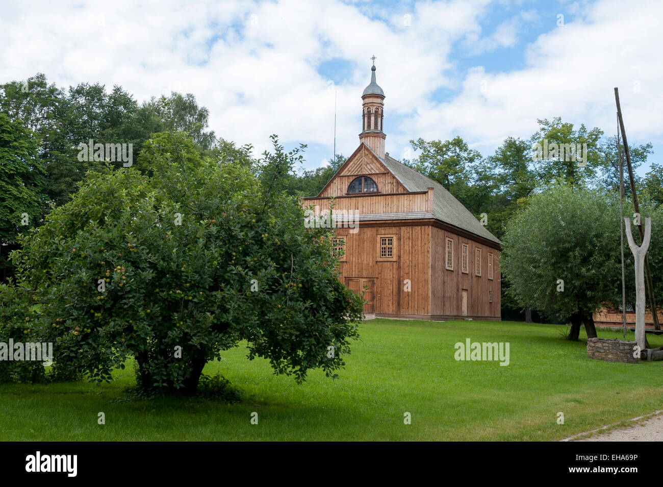 Wooden church in skansen in Ciechanowiec, Wysokie Mazowieckie County ...