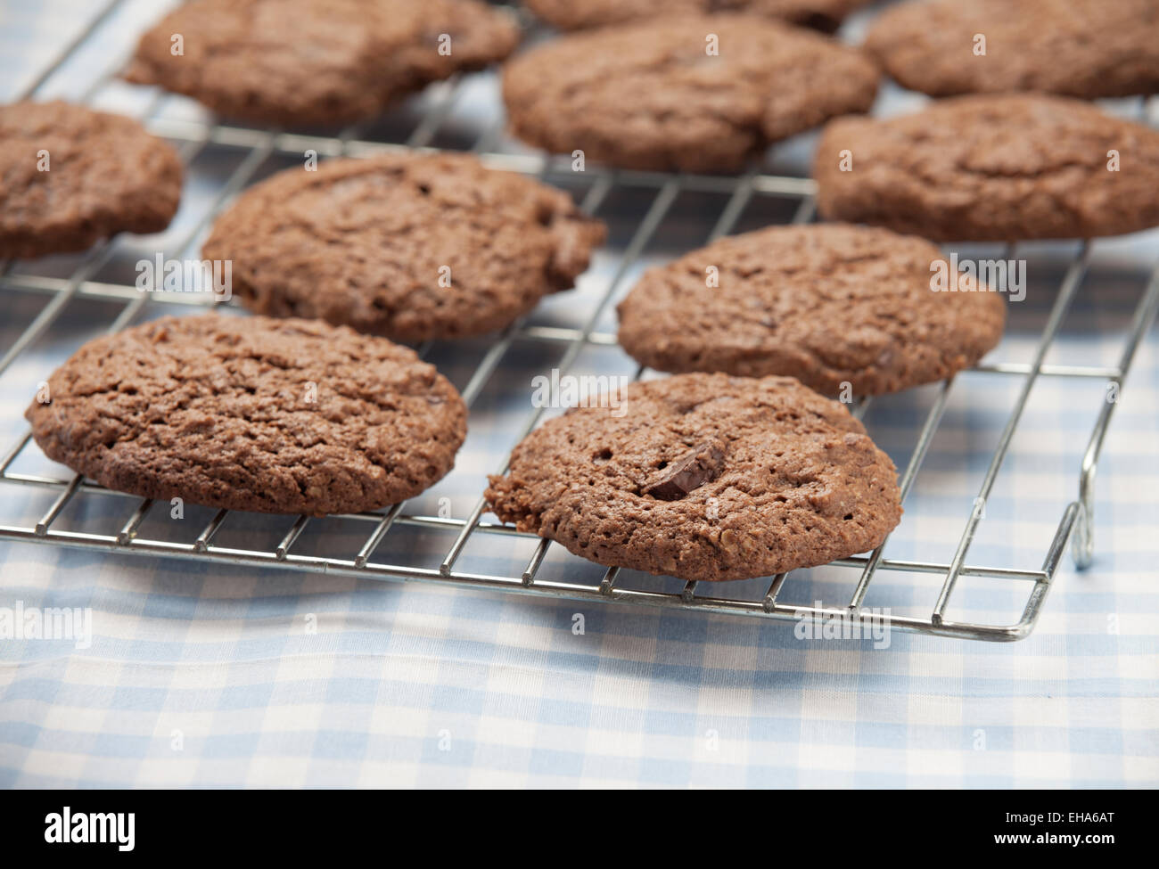Chocolate chip cookies on a cooling rack Stock Photo - Alamy