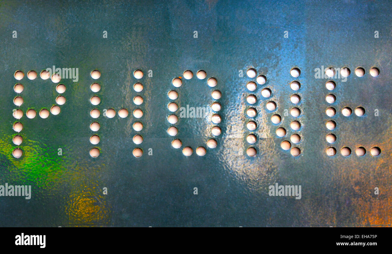 Phone metal sign Stock Photo - Alamy