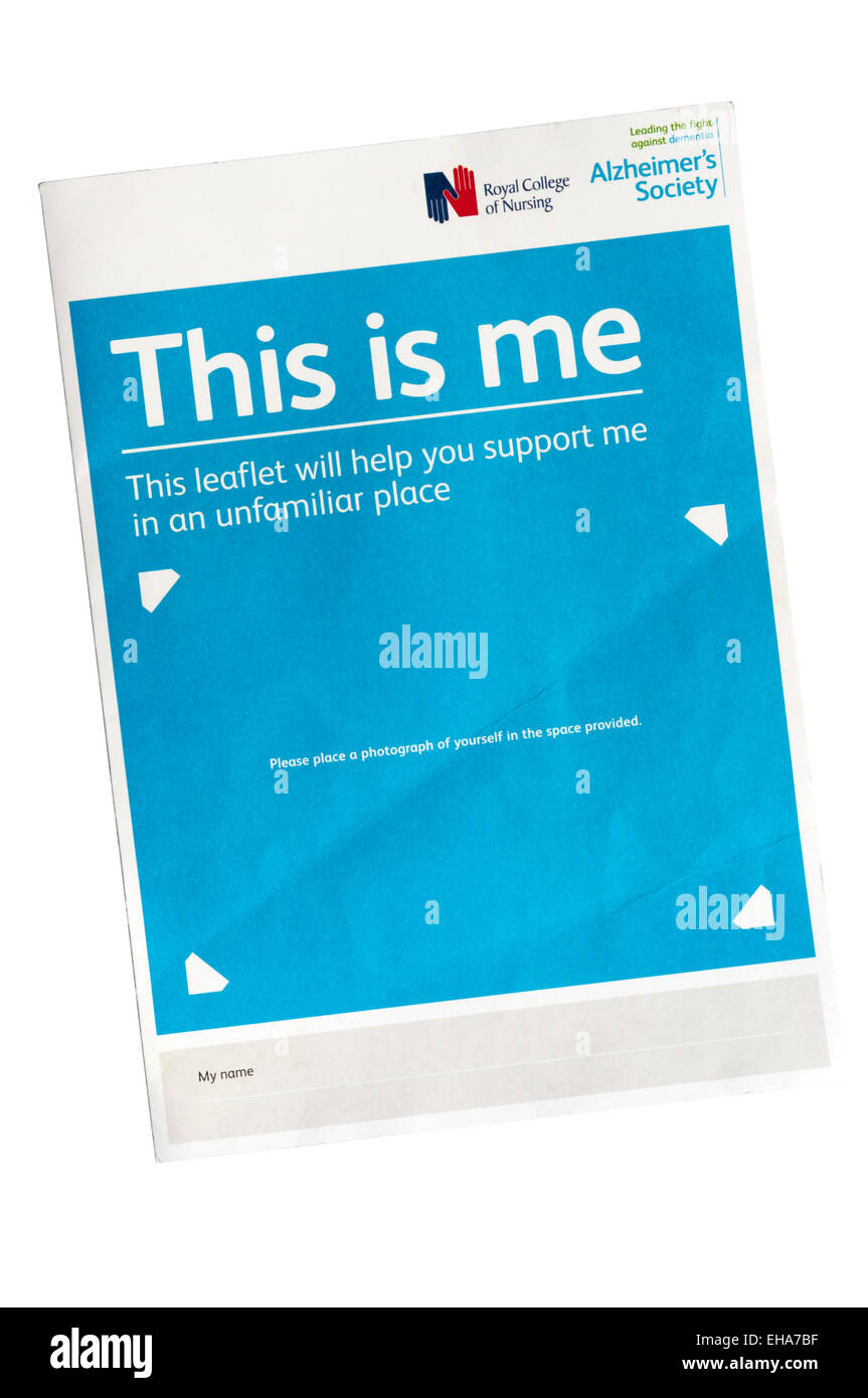 This Is Me - a leaflet provided by the Alzheimer's Sociery and Royal ...