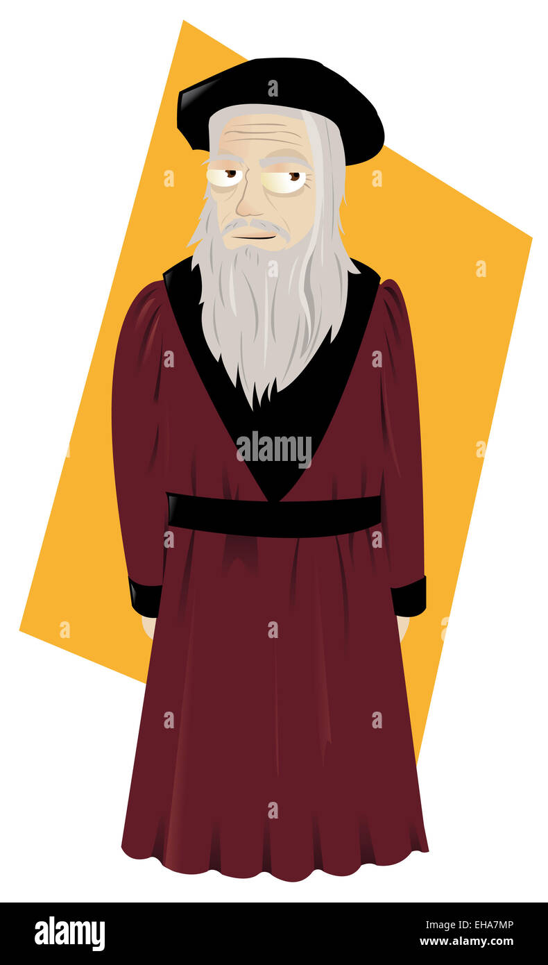 a vector cartoon representing Leonardo Da Vinci Stock Photo - Alamy