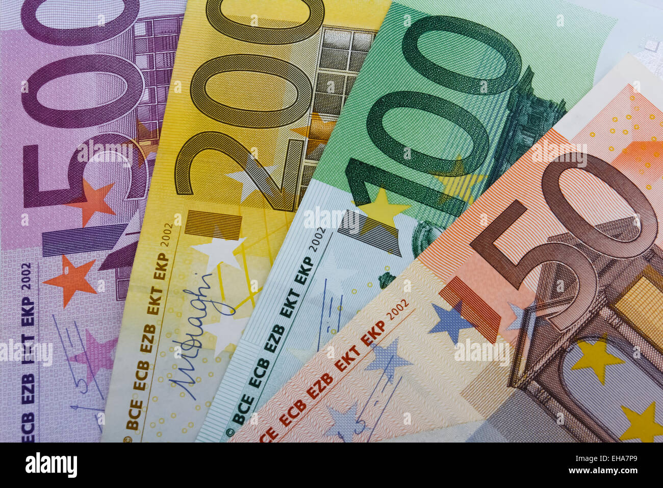 Euro notes (EUR). 50, 100, 200 and 500 Euro note Stock Photo - Alamy
