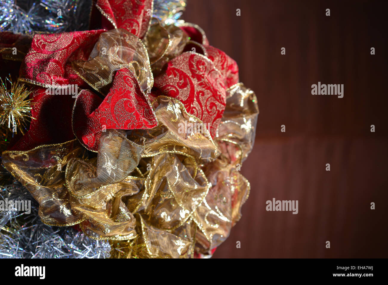 Golden Christmas Tree Scene Background Stock Photo - Alamy