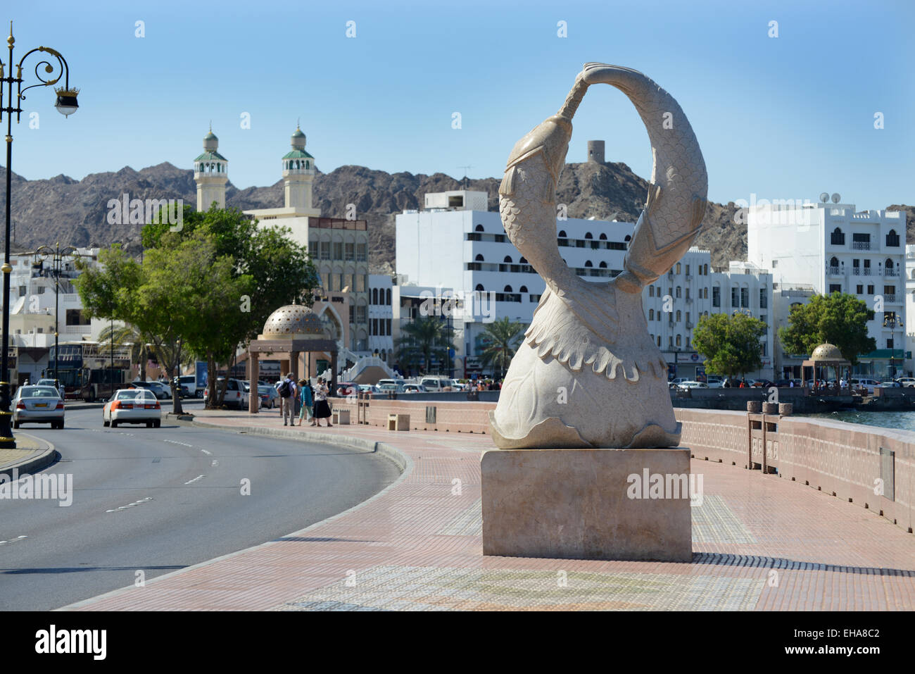 MUSCAT -OMAN The attractive and colourfull waterfront to the harbour ...