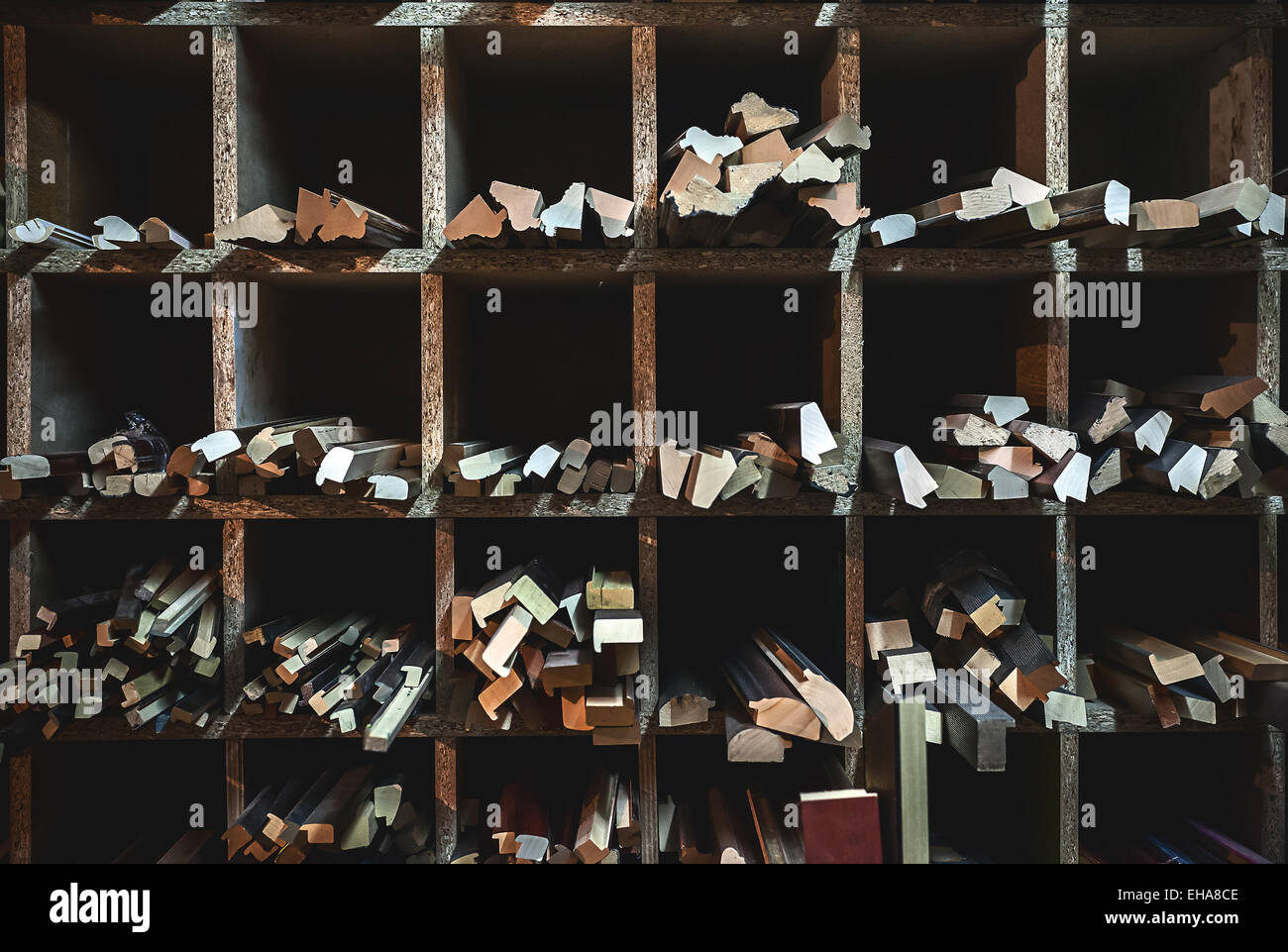 Picture frames, excess materials, details of a craft store for ...