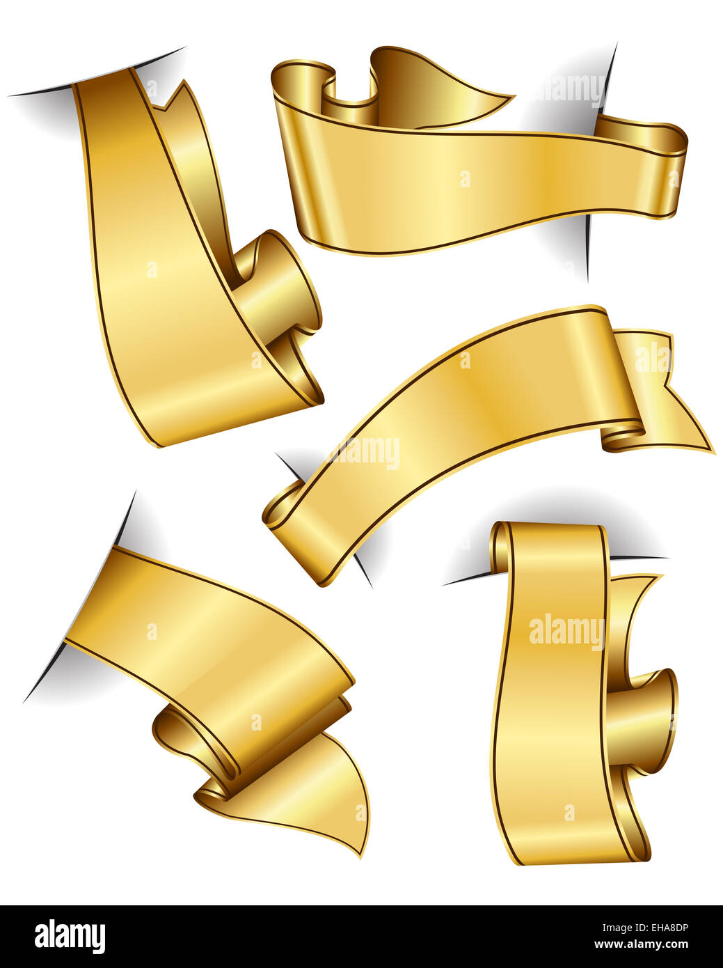 Gold ribbon collection Stock Photo - Alamy