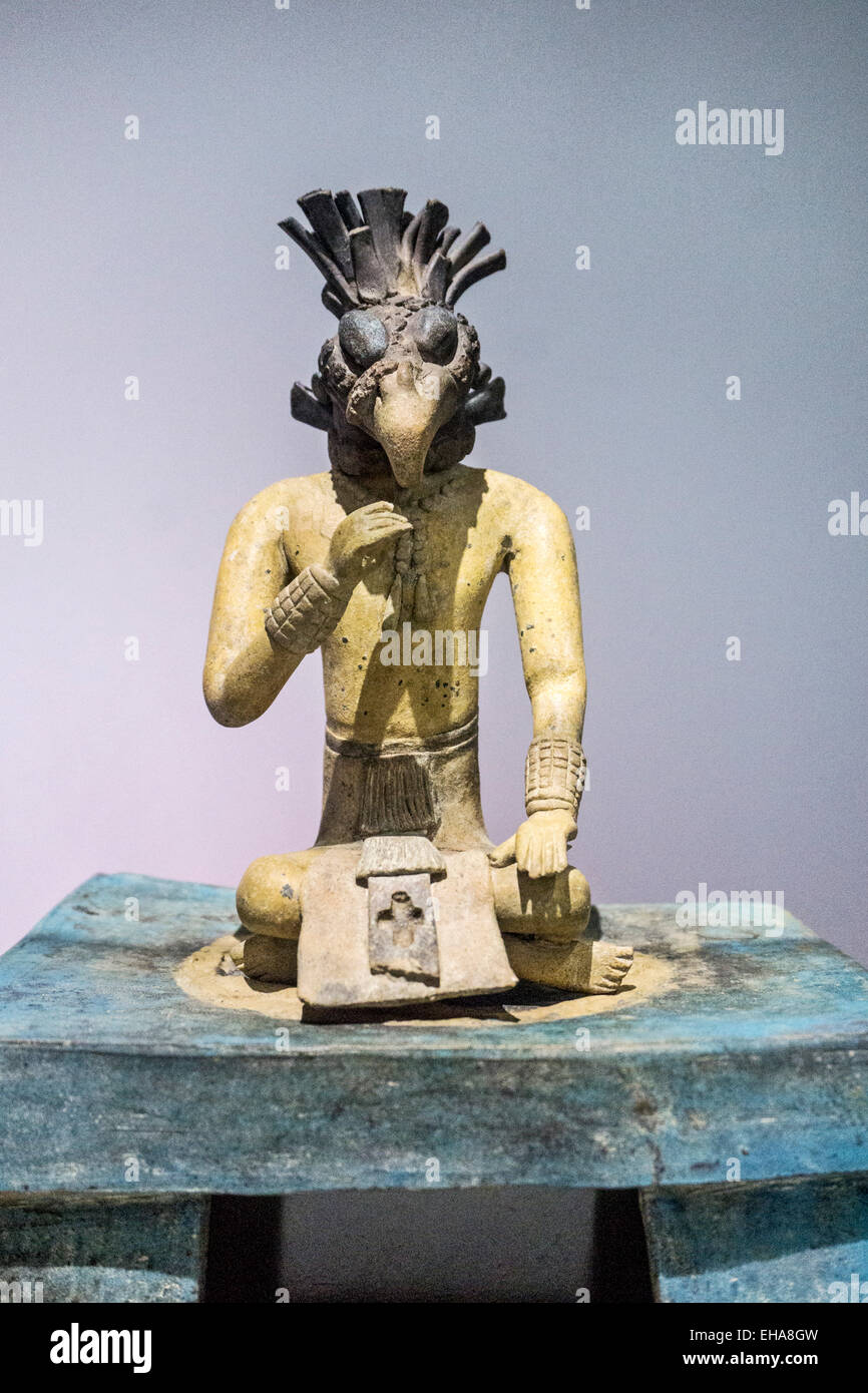 painted terracotta bird man figurine sitting on throne Eighth Century ...