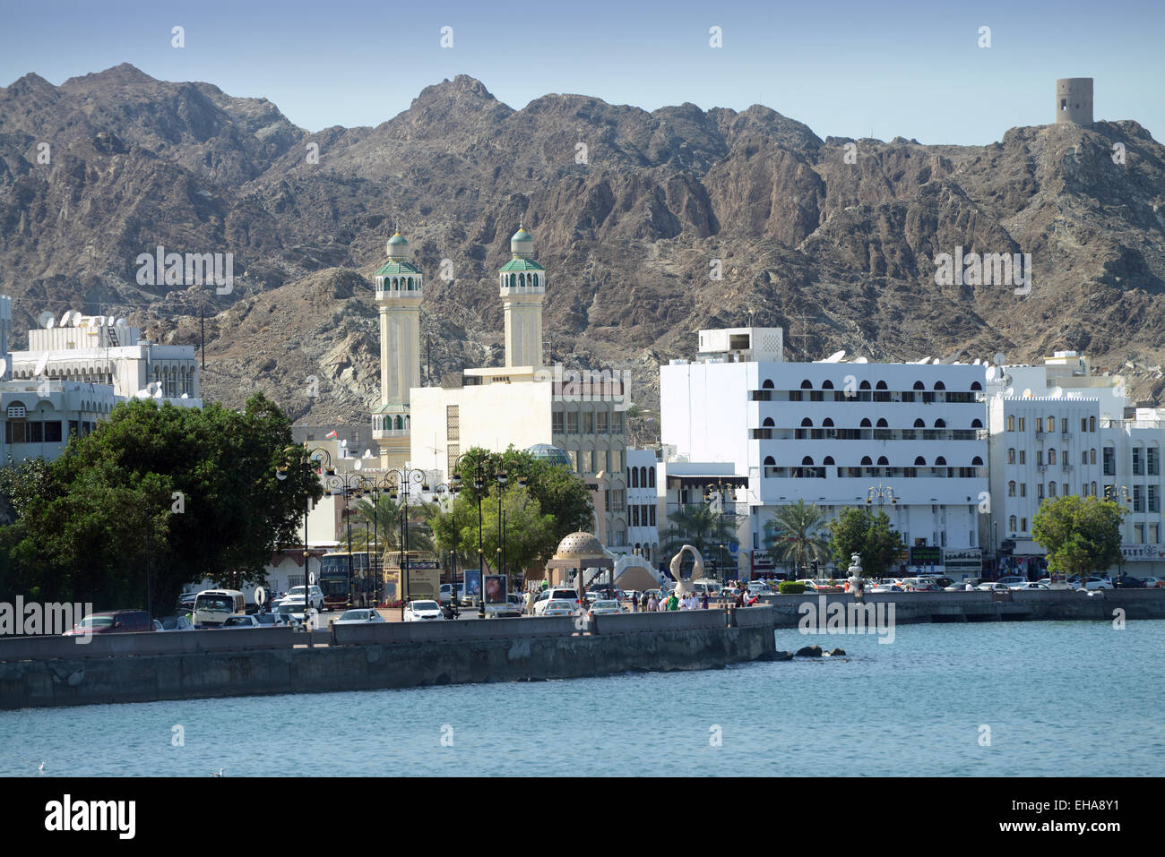 MUSCAT -OMAN The attractive and colourfull waterfront to the harbour ...