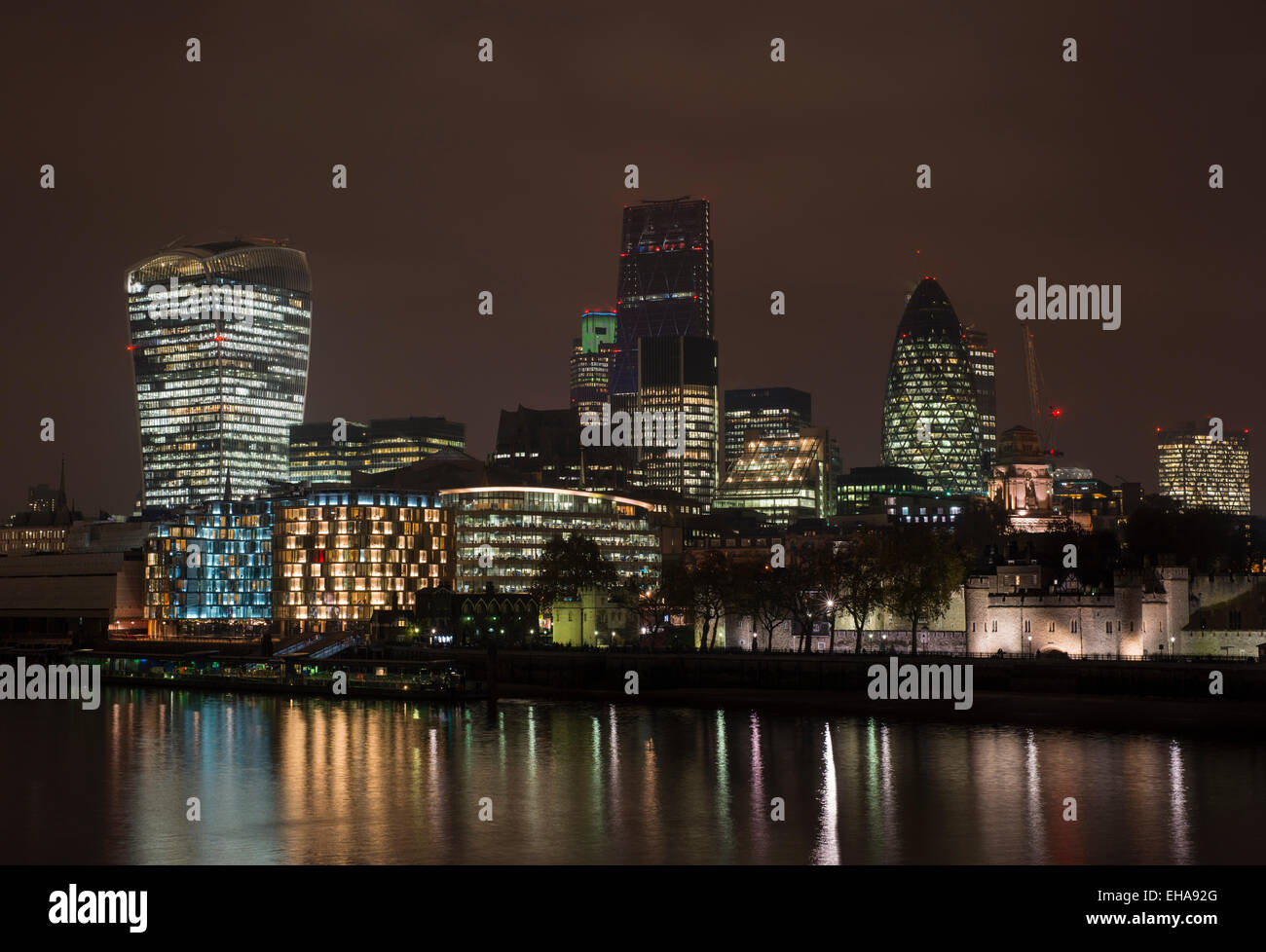 City of London skyline at night Stock Photo - Alamy