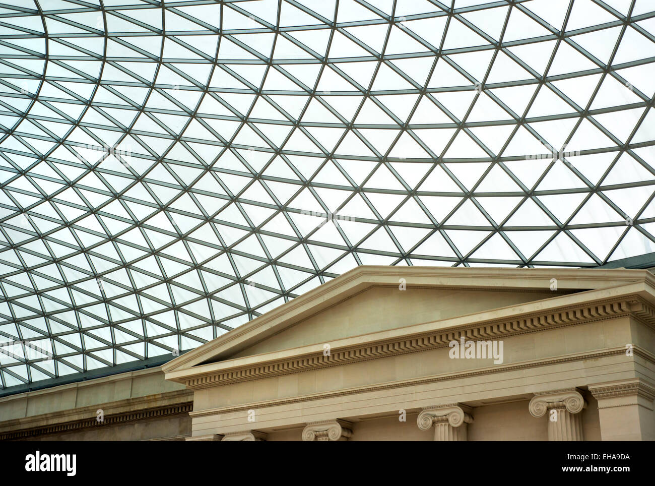 Interior and detail of the roof of the British Museum, London, England ...
