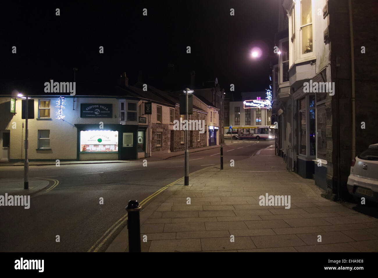 Winter street scene Cross Street Camborne Cornwall UK Stock Photo - Alamy