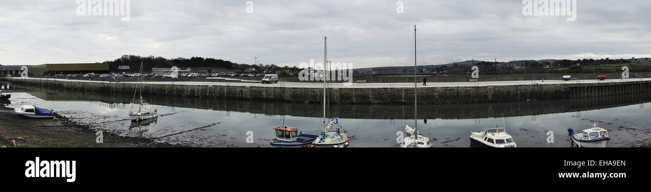 Panorama of Asda supermarket and the quay at Hayle Cornwall UK Stock ...