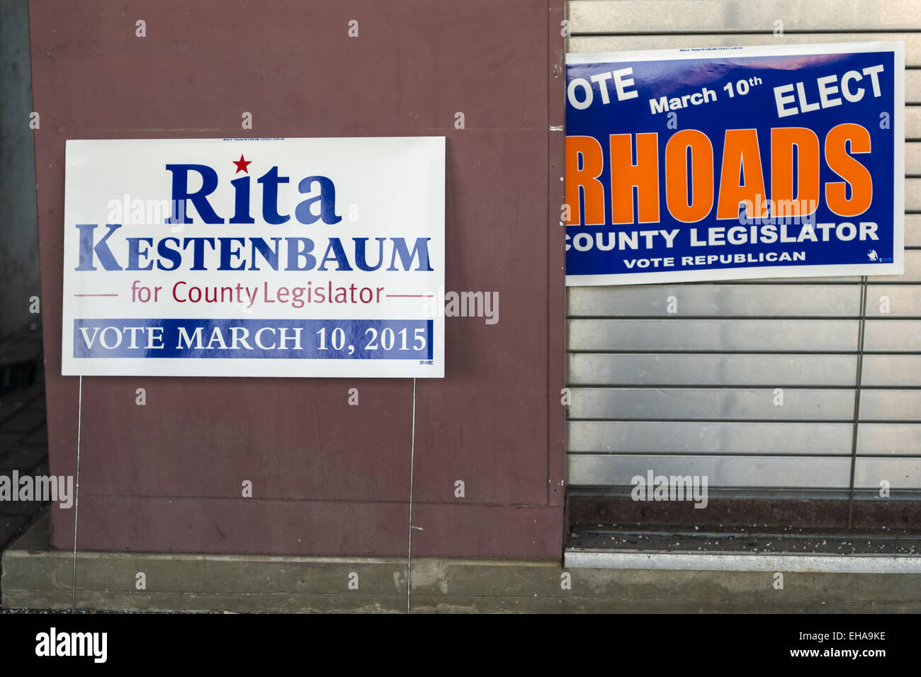 Merrick, New York, USA. 9th Mar, 2015. Political signs for Nassau ...