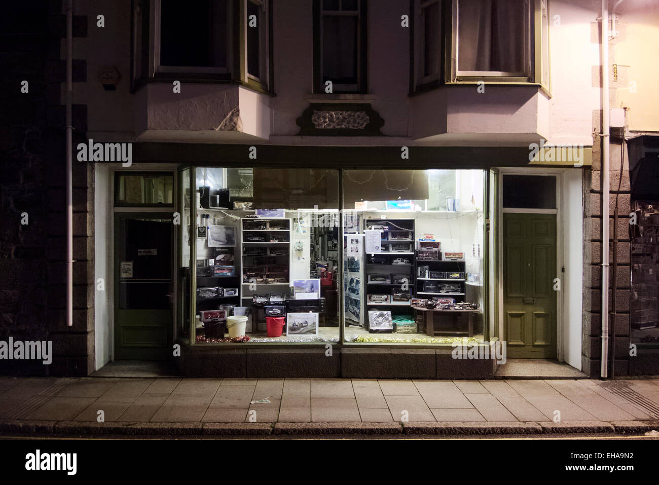 Shop In Cross Street Camborne Cornwall UK Selling Model Cars Stock ...