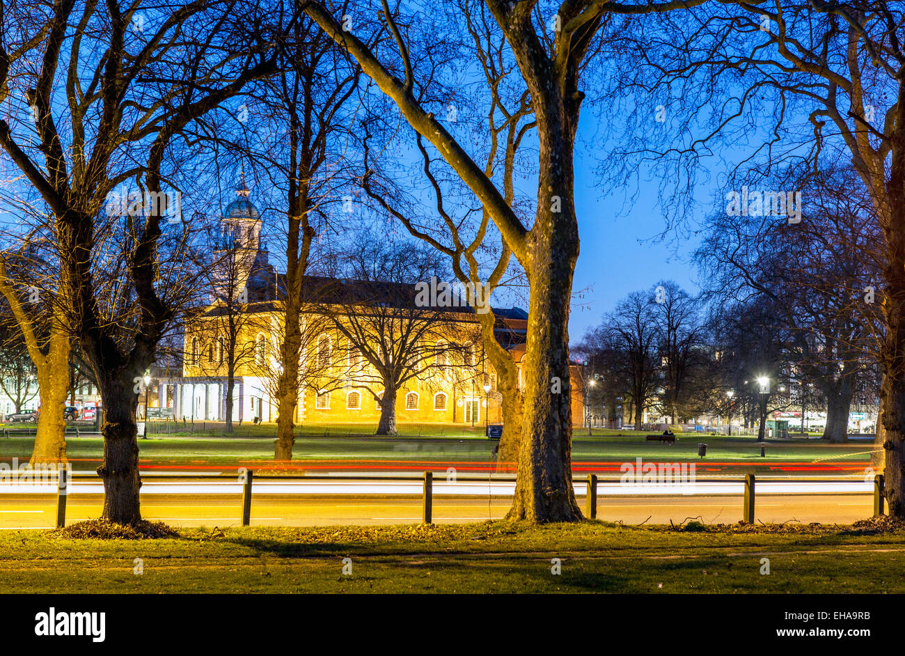 The Holy Trinity Church Clapham At Night Common London UK Stock Photo ...