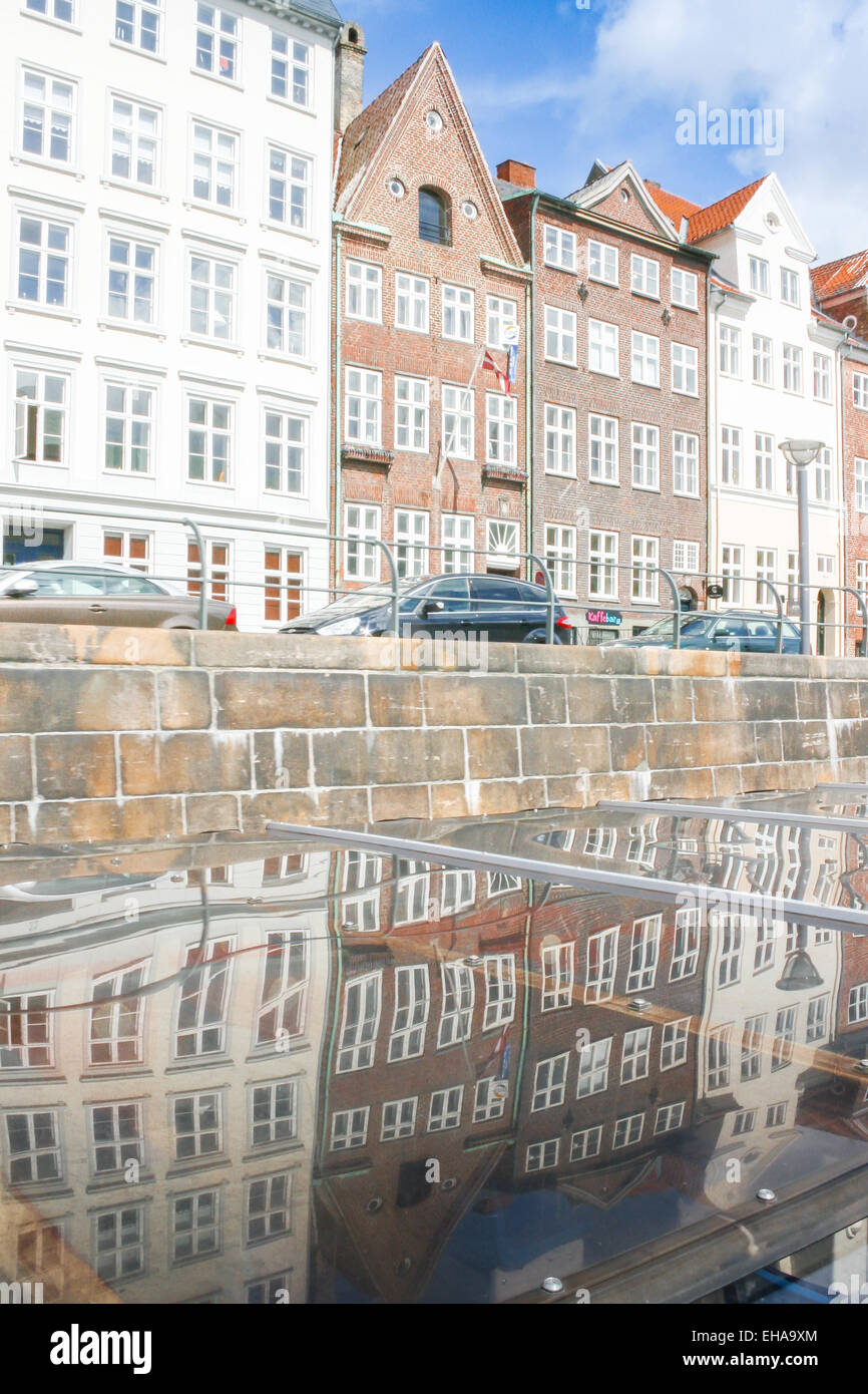 Colored Danish Homes with reflection. View from a Boat Stock Photo - Alamy