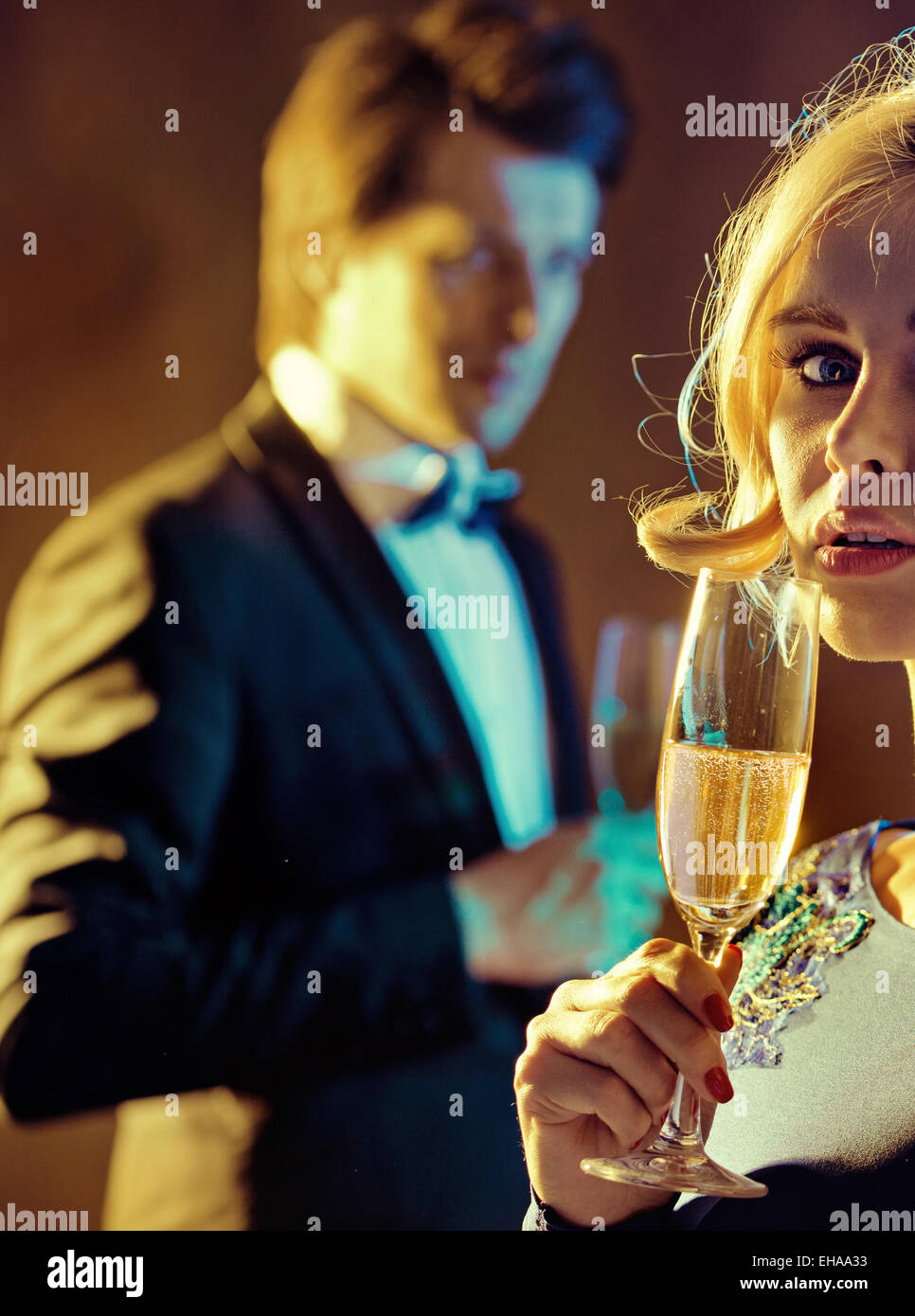 Fine picture of a couple drinking the champagne Stock Photo - Alamy