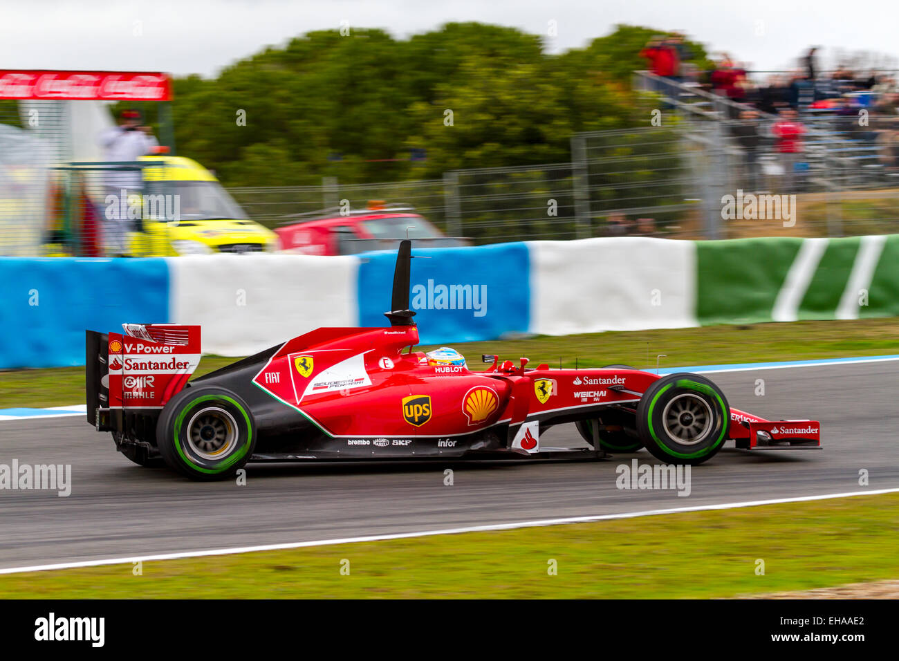 Fernando Alonso of Scuderia Ferrari F1 races on training session Stock ...