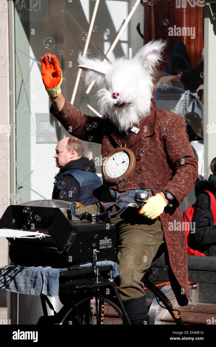 The White Rabbit cycle bubble blowing machine in Cornmarket Street ...