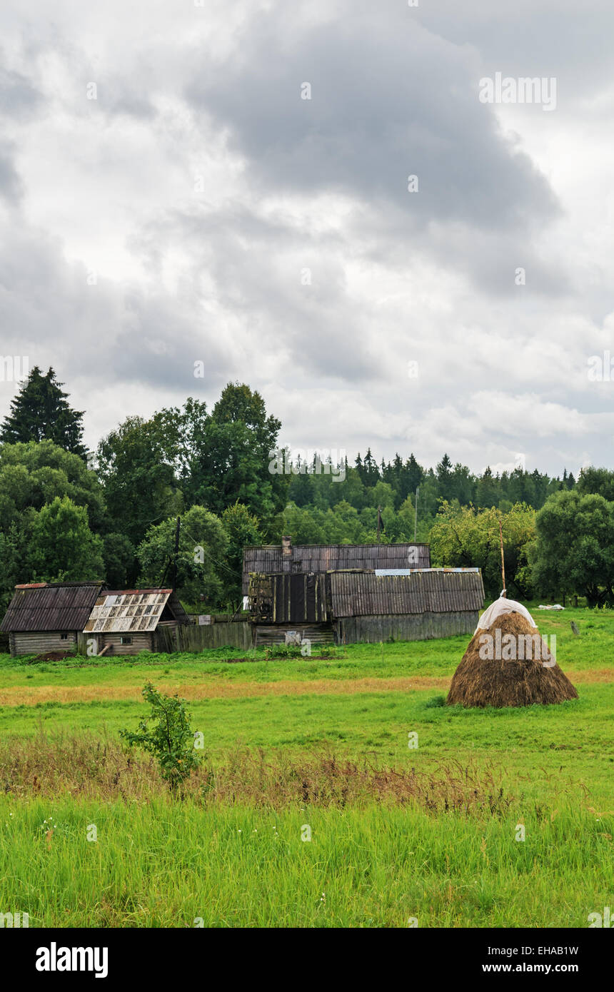 Haystack in village Stock Photo - Alamy