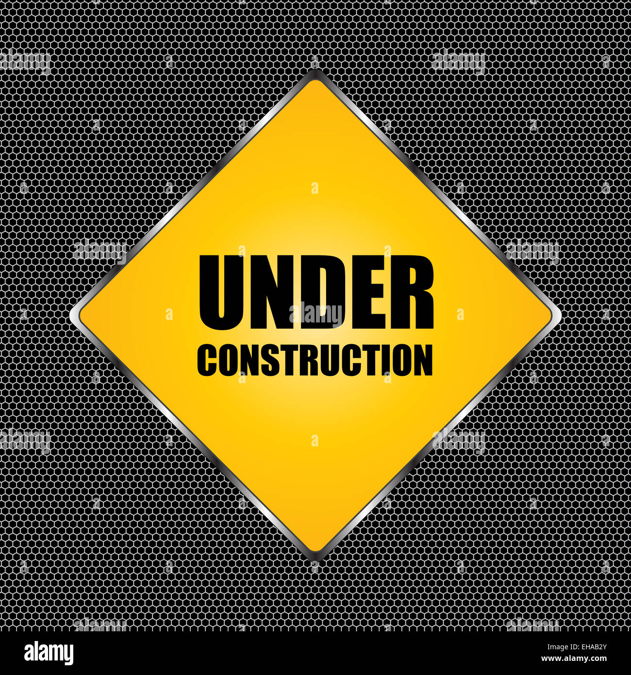 under construction background with chrome metal grid design, vector ...