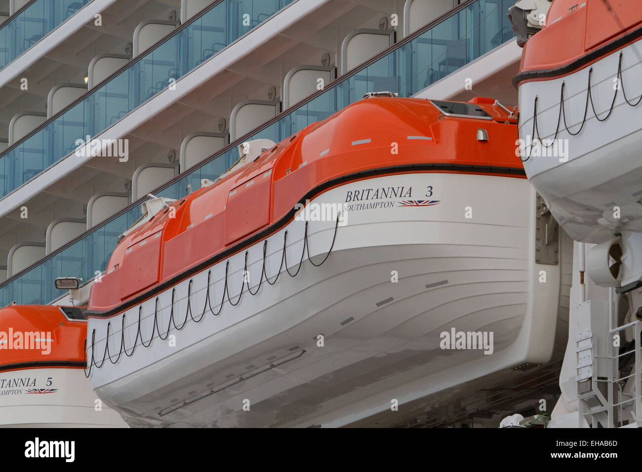 Life boats on board Britannia in Southampton Stock Photo - Alamy