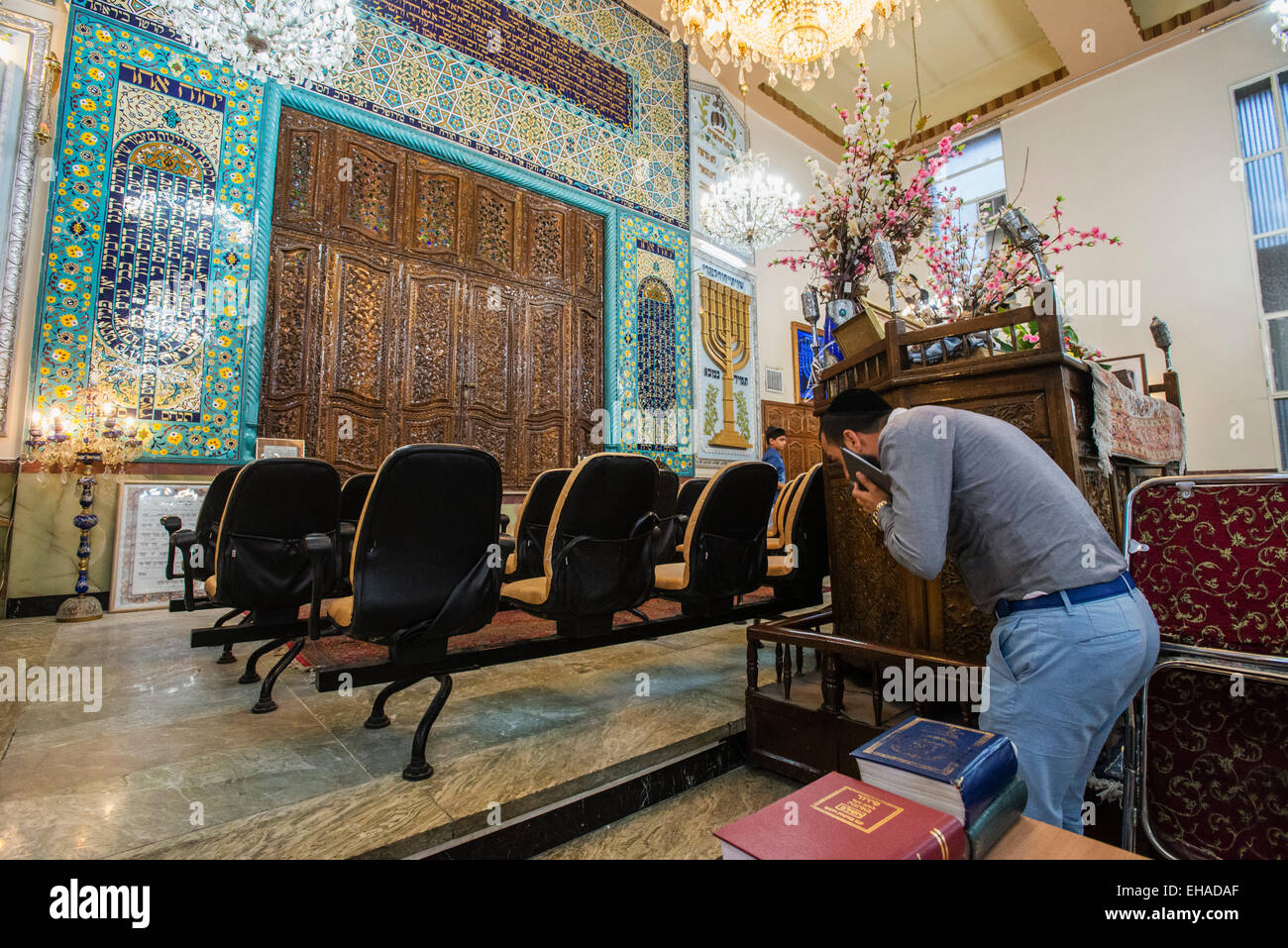 Young Jew prays on Rosh Hashanah, Jewish New Year, in Yusef Abad ...