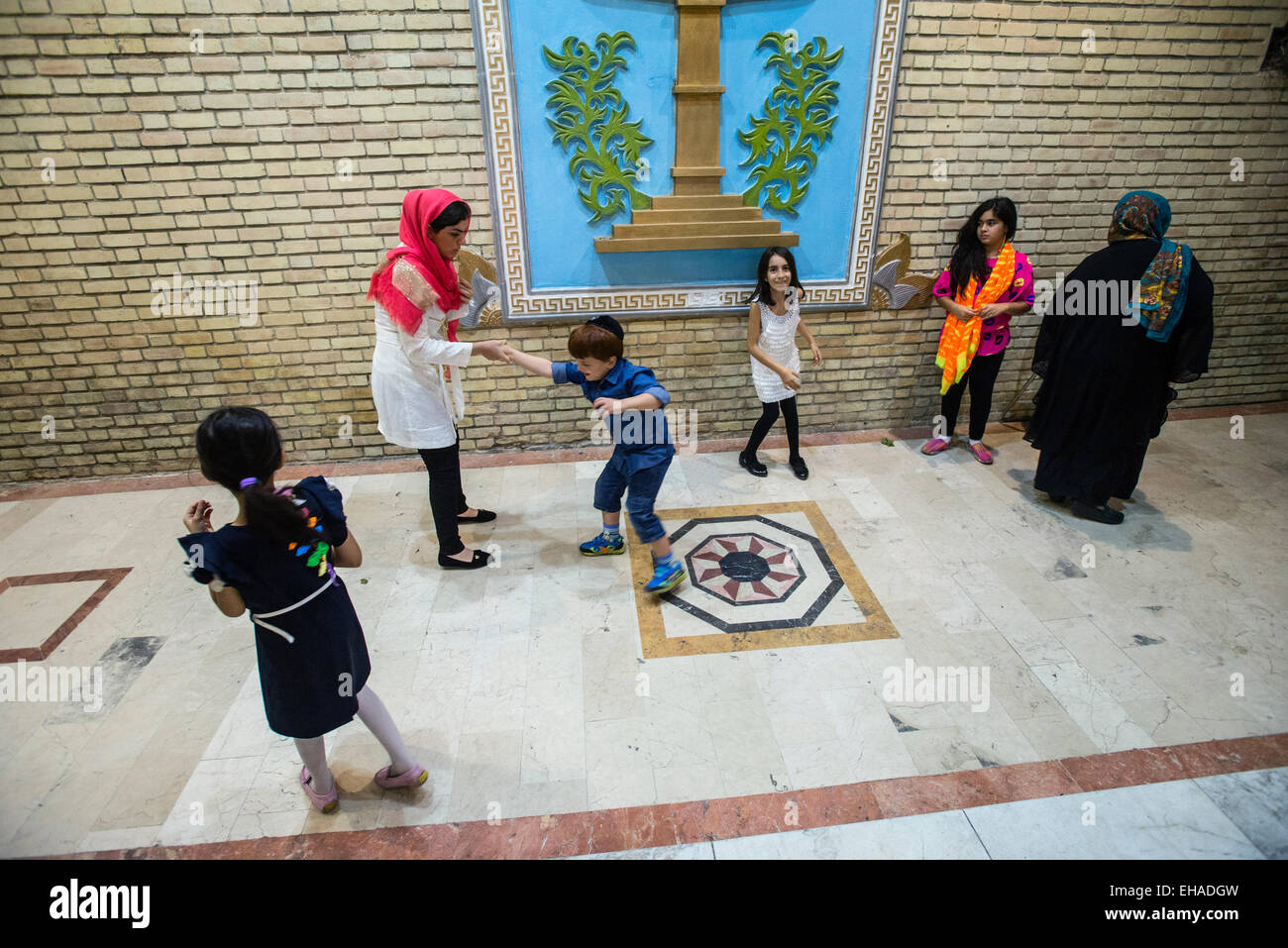 Kids play in Yusef Abad Synagogue, one of the biggest in Northern ...