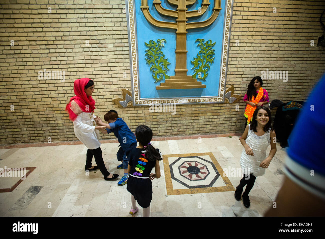 Kids play in Yusef Abad Synagogue, one of the biggest in Northern ...