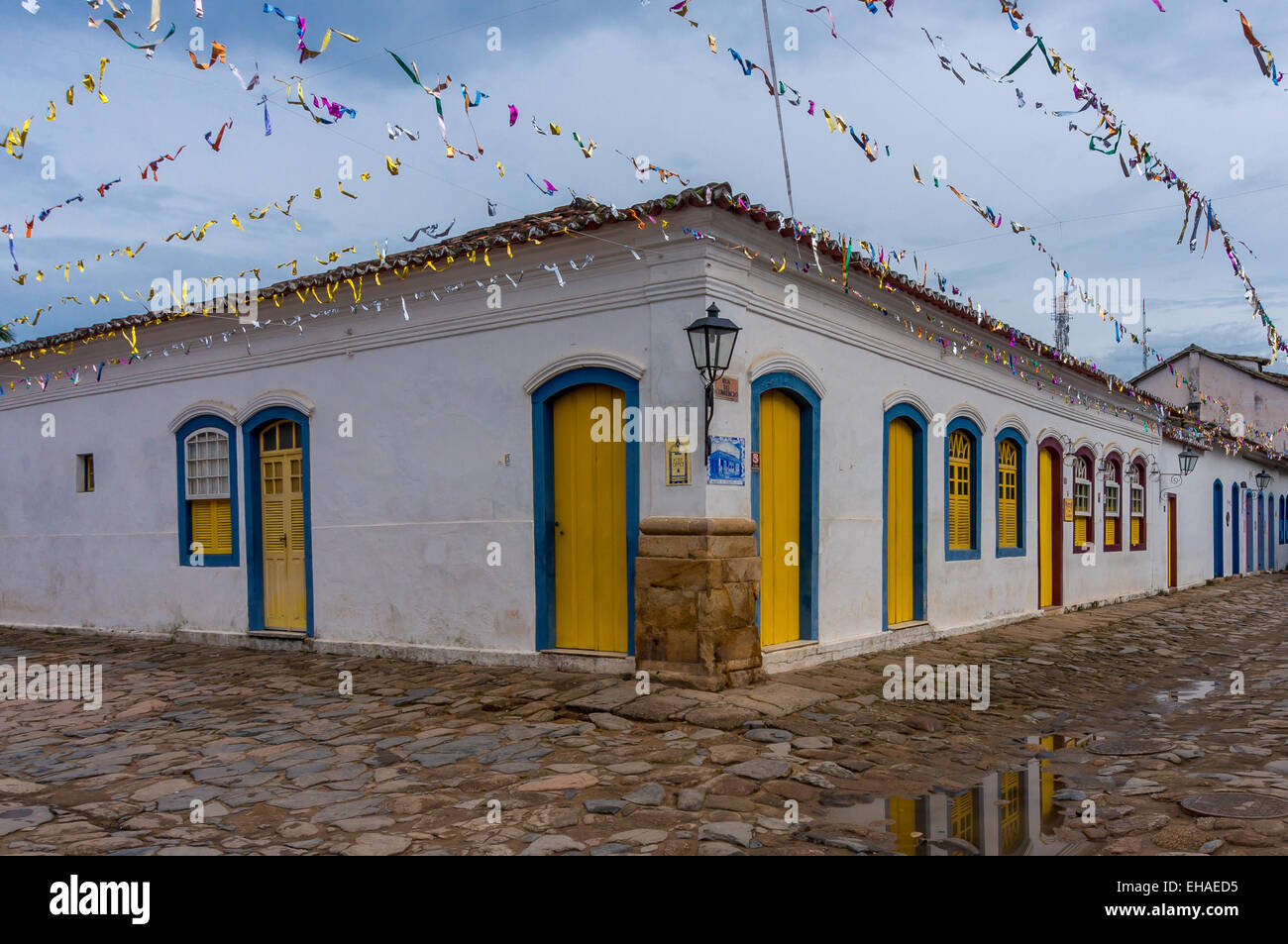 Colourful houses in Paraty - a colonial town in the State of Rio de ...