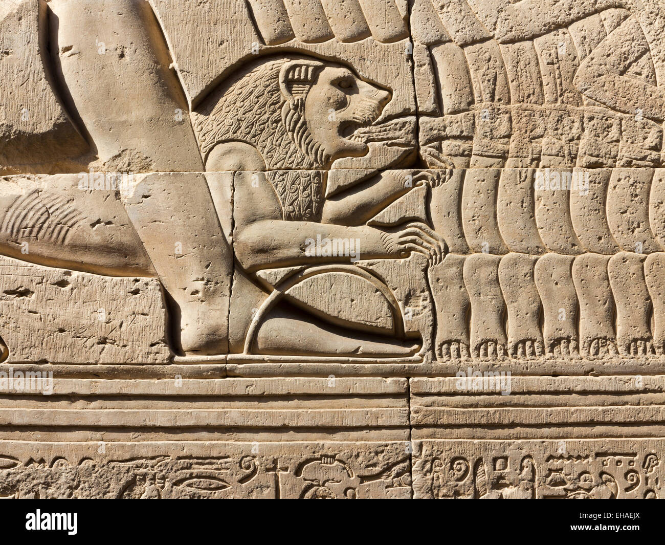 Reliefs in outer corridor of The Temple of Haroeris and Sobek at Kom ...