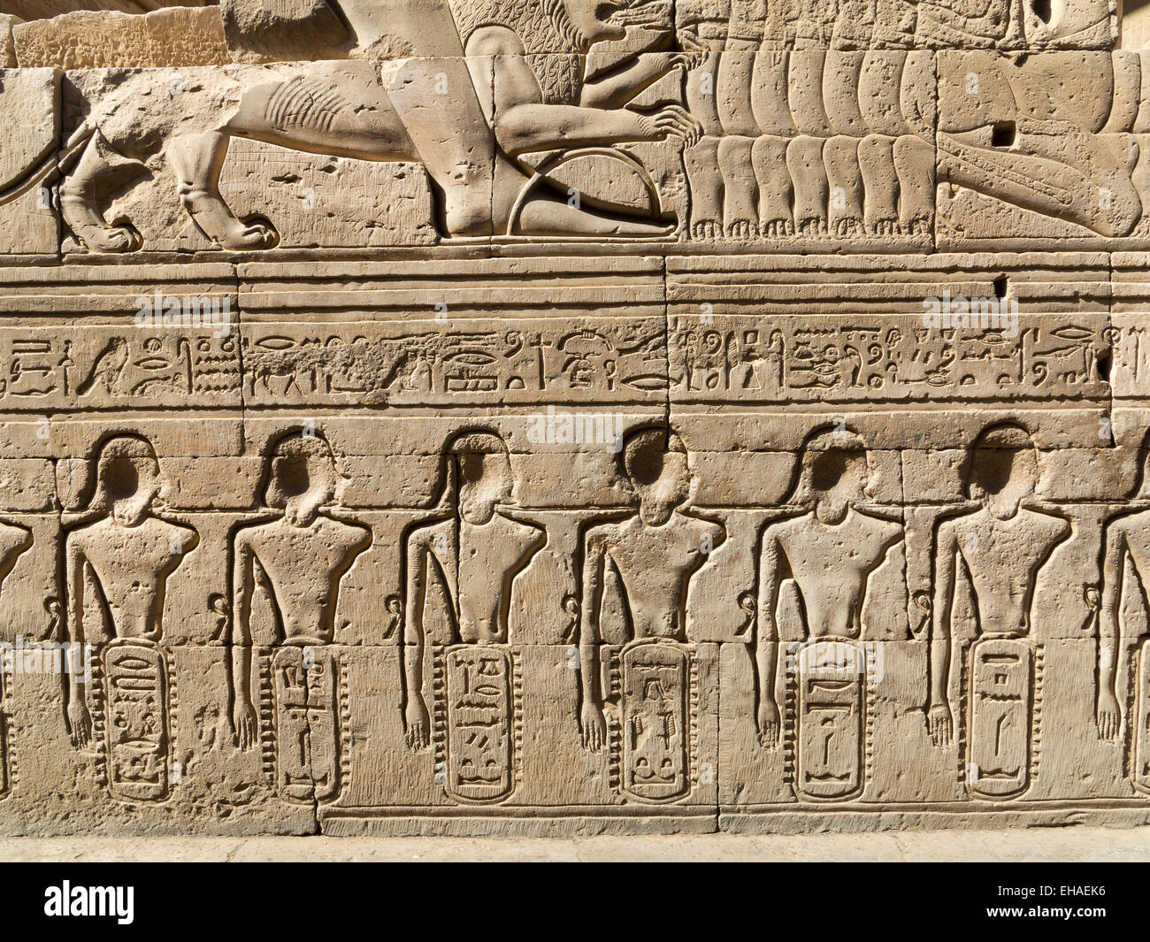 Reliefs in outer corridor of The Temple of Haroeris and Sobek at Kom ...