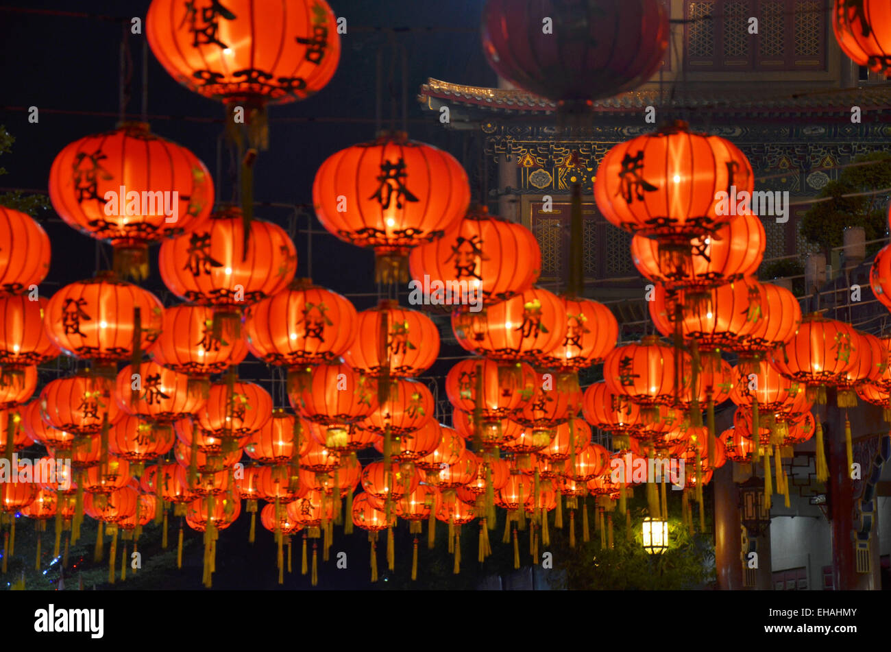 Lantern or lamp traditional lighting in Chinese temple Stock Photo - Alamy