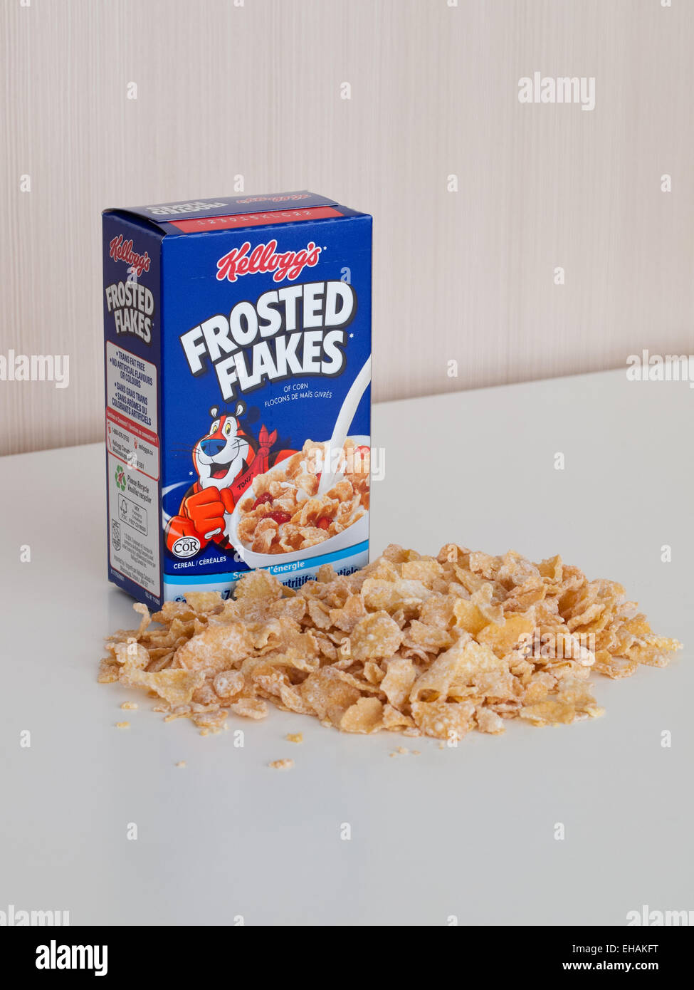 A fun-packed sized box of Kellogg's Frosted Flakes cereal. Canadian ...