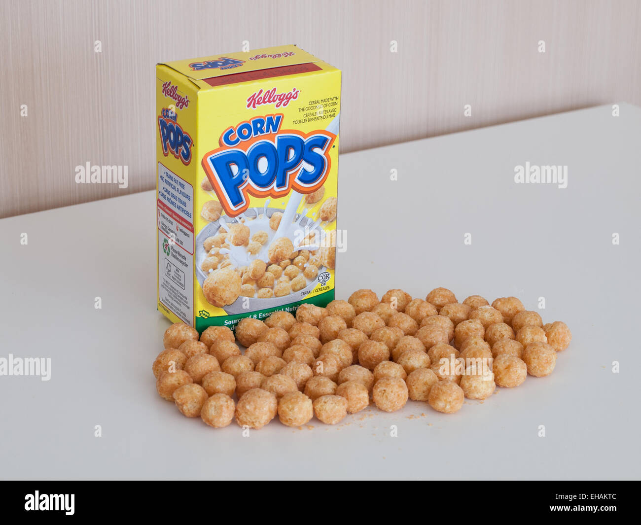 A fun-sized box of Kellogg's Corn Pops cereal. Canadian version shown ...
