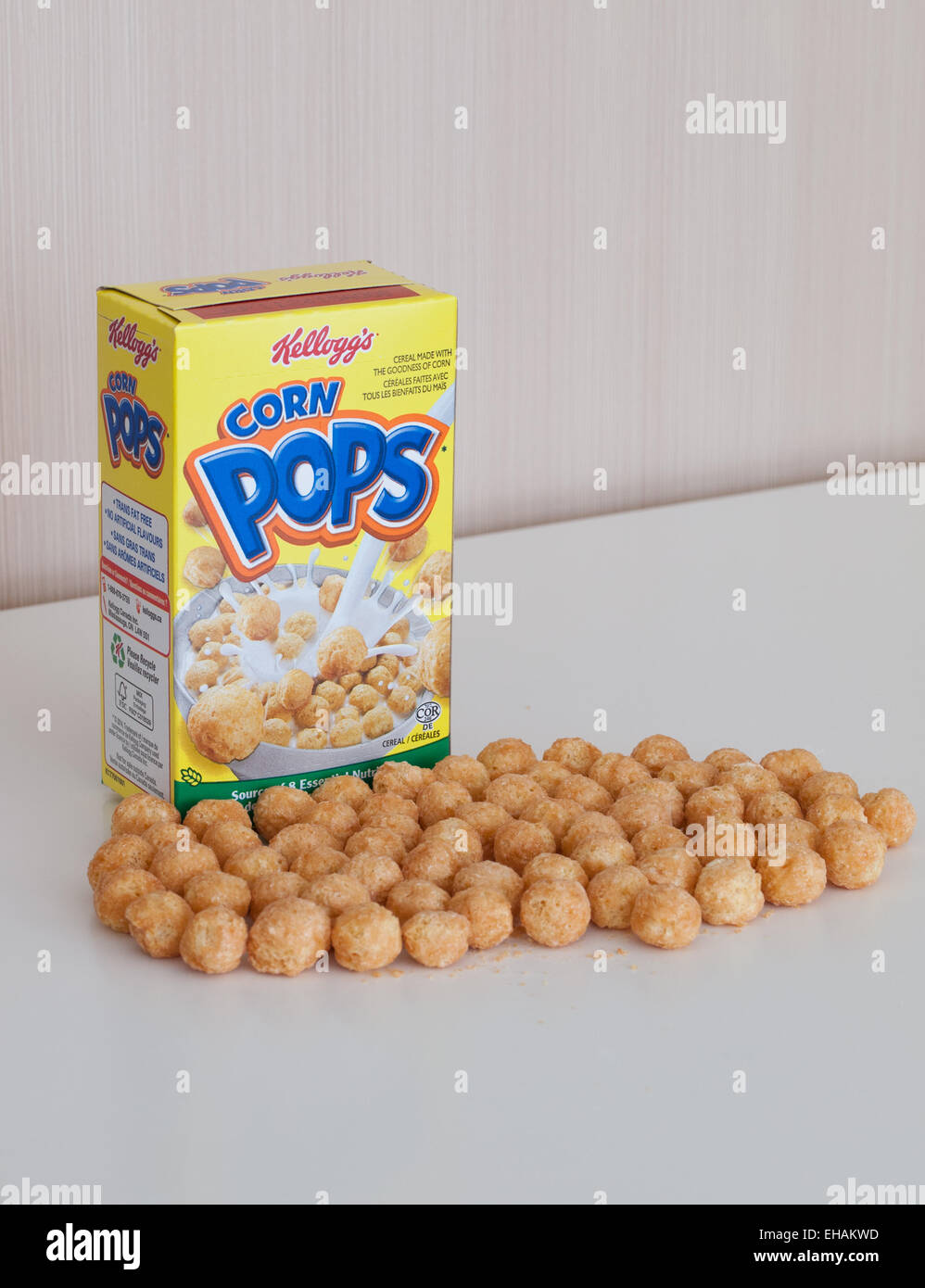 A fun-sized box of Kellogg's Corn Pops cereal. Canadian version shown ...